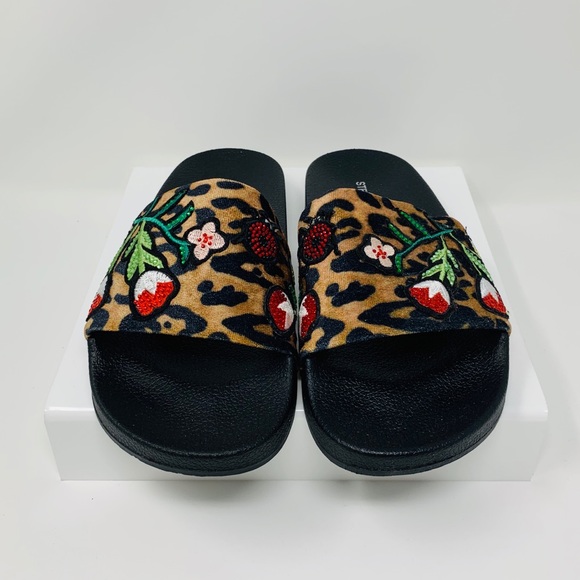 Steve Madden | Shoes | Steve Madden Patches Slide Leopard Slippers ...
